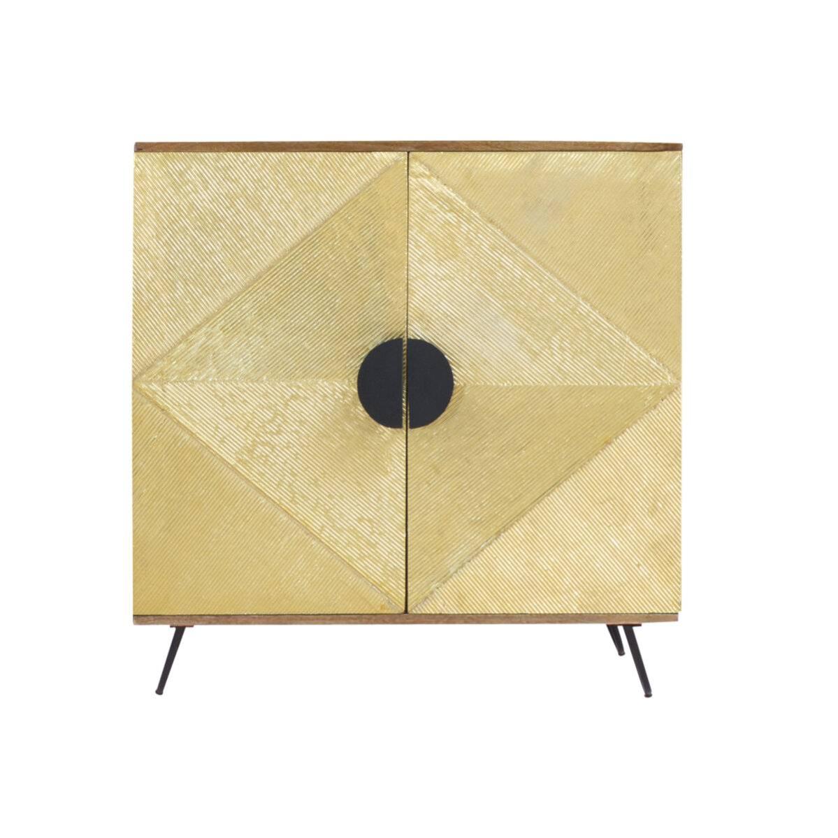 Buffet carré en bois de manguier et feuille de laiton Gisèle | Leroy Merlin