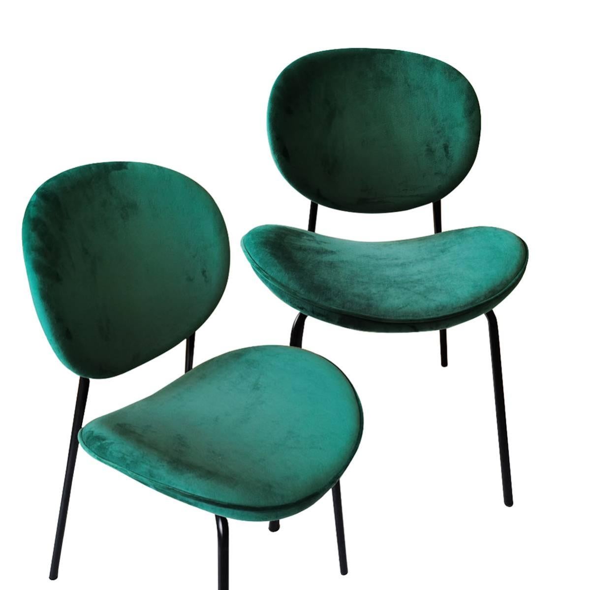 Chaise en velours vert émeraude Sohane (lot de 2) | Leroy Merlin