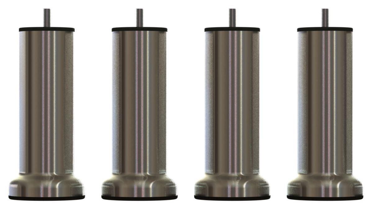 Lot de 4 pieds de lit/meubles cylindriques avec socle en acier finition ...