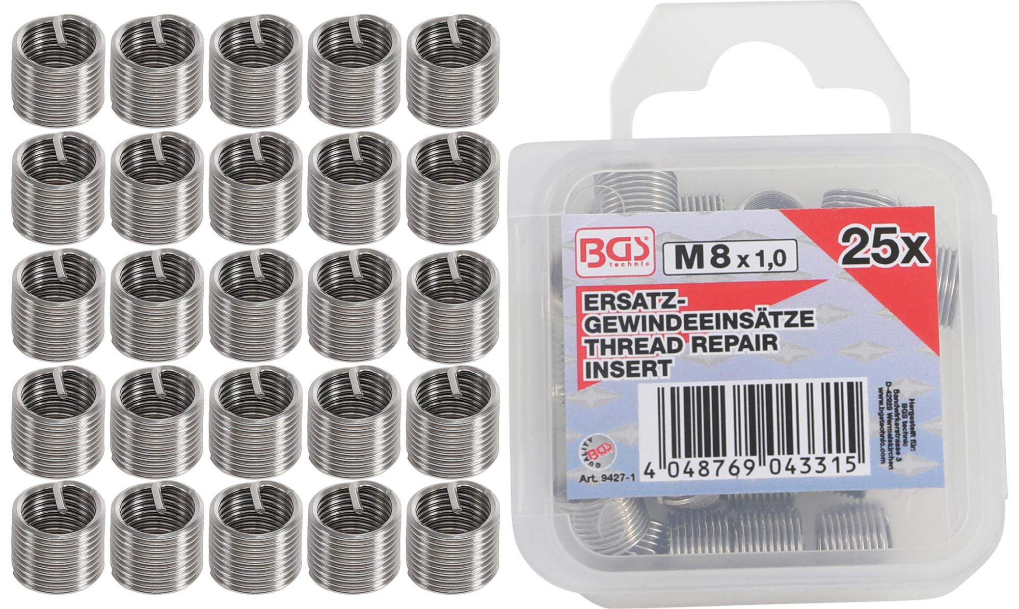 BGS technic Inserti filettati di ricambio | M8 x 1,0 mm | 25 pz ...