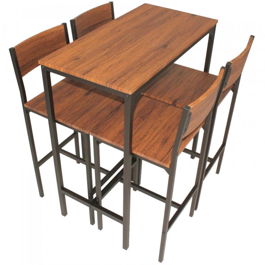 Set Tavolo Bar e 4 Sgabelli Marrone Noce Mod. VENICE marca Yelloo ...
