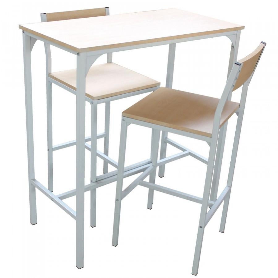 Table Bar Avec 2 Tabourets Et Chaises Blanc Modèle JESOLO Yelloo ...
