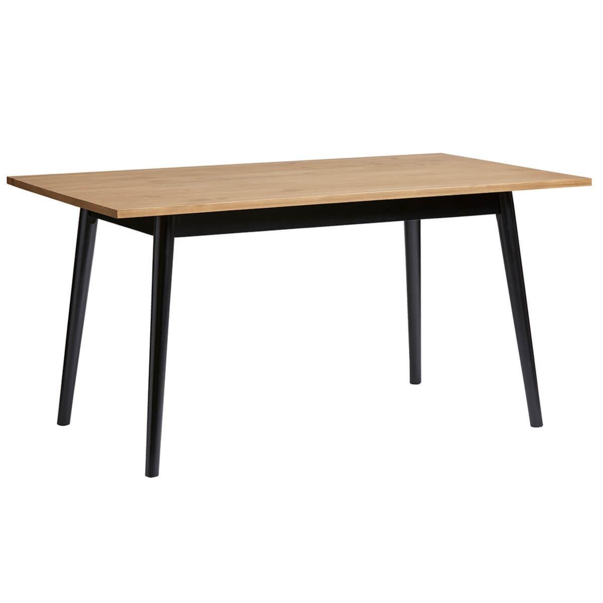 PASCALE - Table Repas 150cm Bois Massif Naturel et Noir | Leroy Merlin
