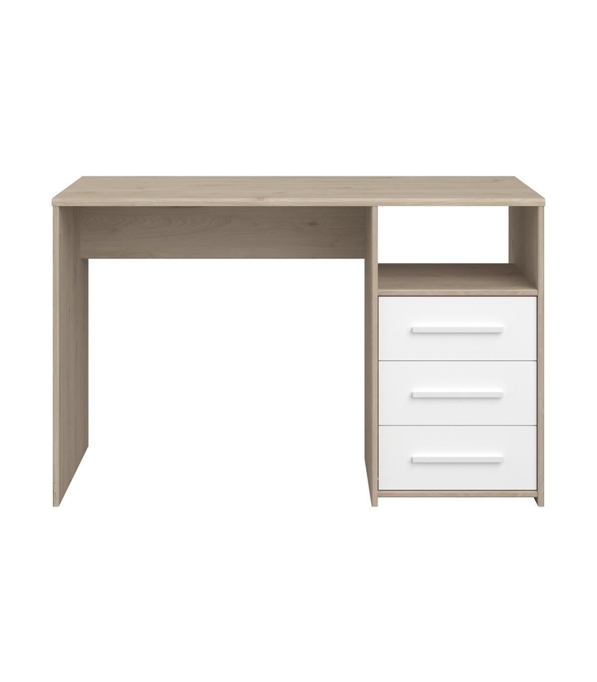Scrivania ragazzi 3 cassetti L120 cm in legno e bianco - Finland ...