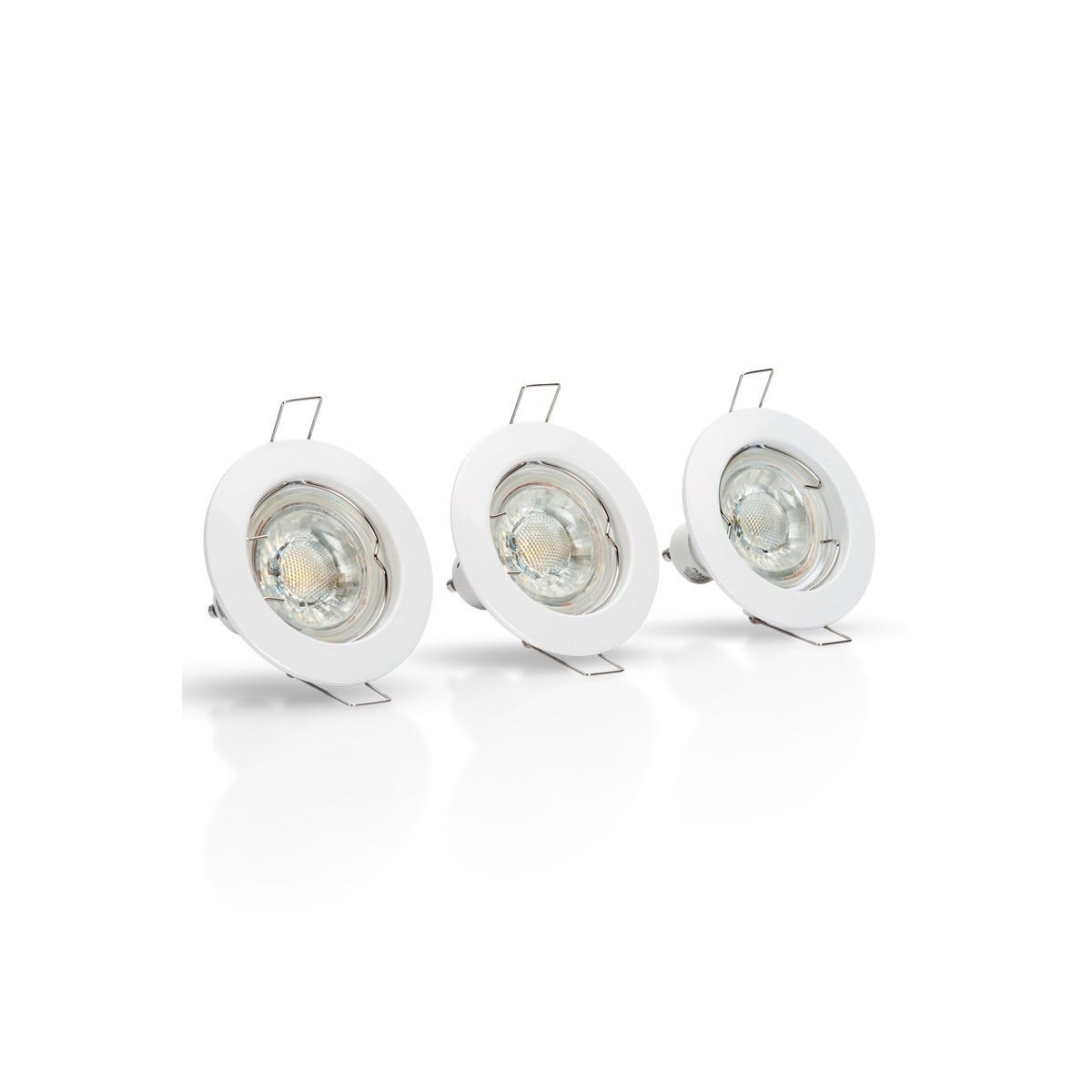 Spot Led Encastrables Jeu De 3 Led Spot Ronds Ø78mm Blancs Gu10 4000k