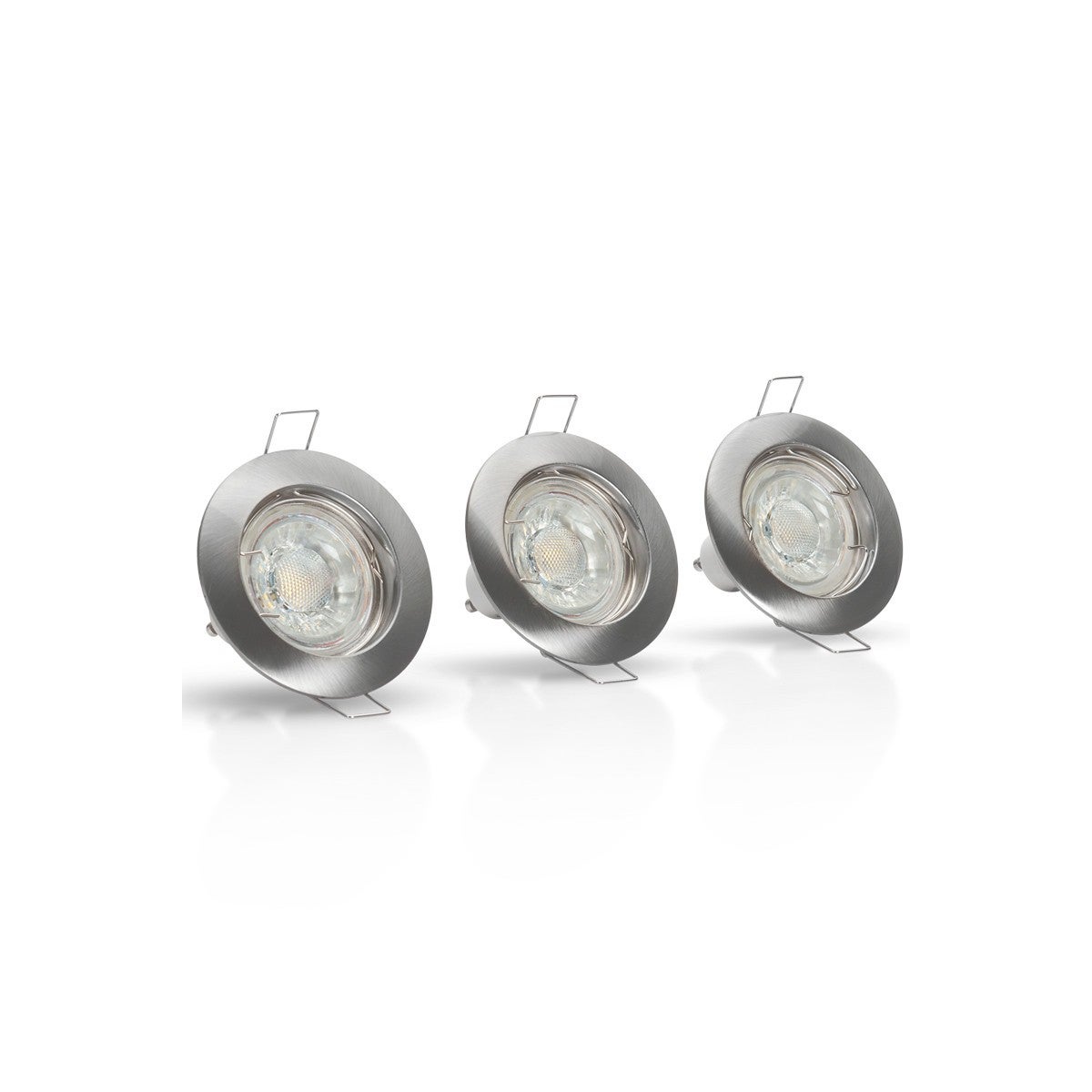 Spot Led Encastrables Jeu De 3 Led Spot Ronds Ø78mm Argent Gu10 4000k
