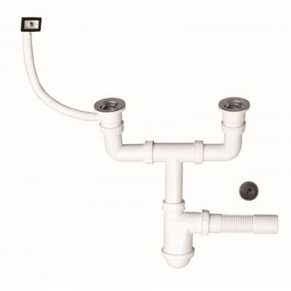 Siphon d'évier double évier avec trop-plein | Leroy Merlin