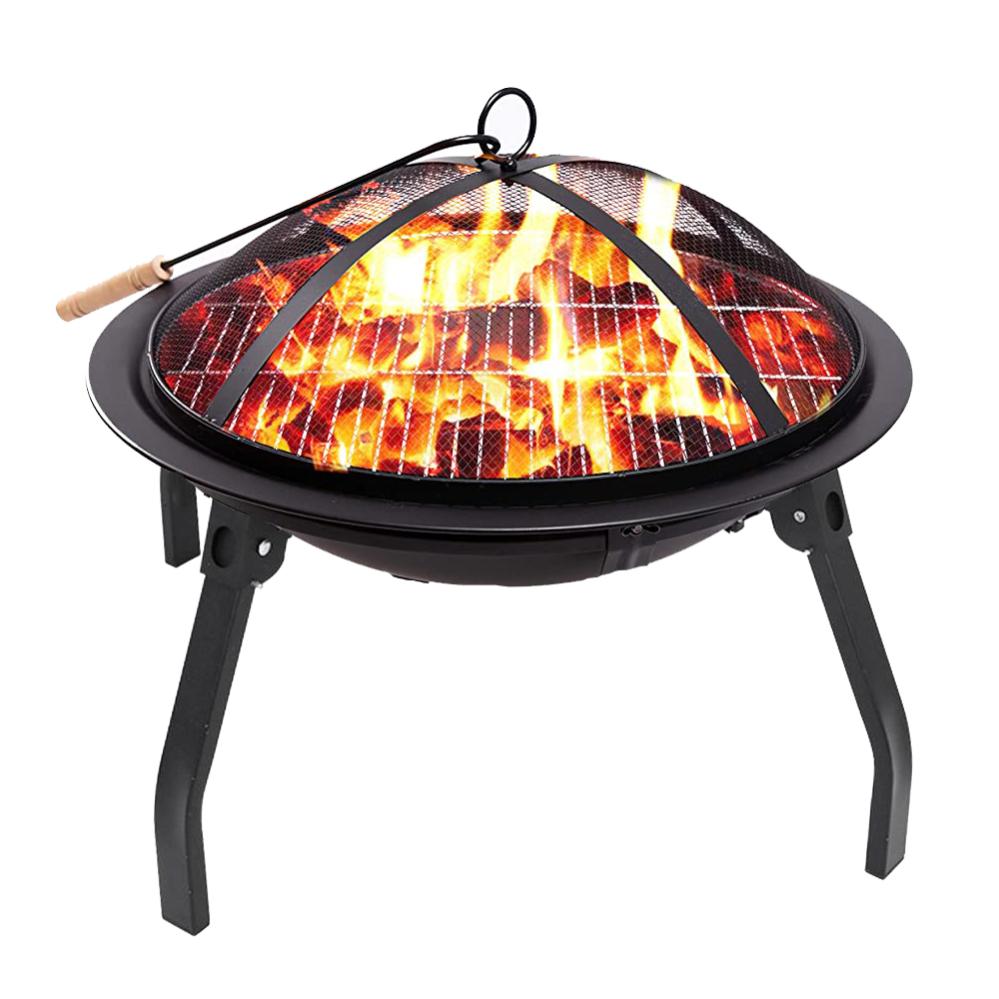 Brasero exterieur BBQ Rond IPRee dia.55cm pieds pliables avec bâton ...