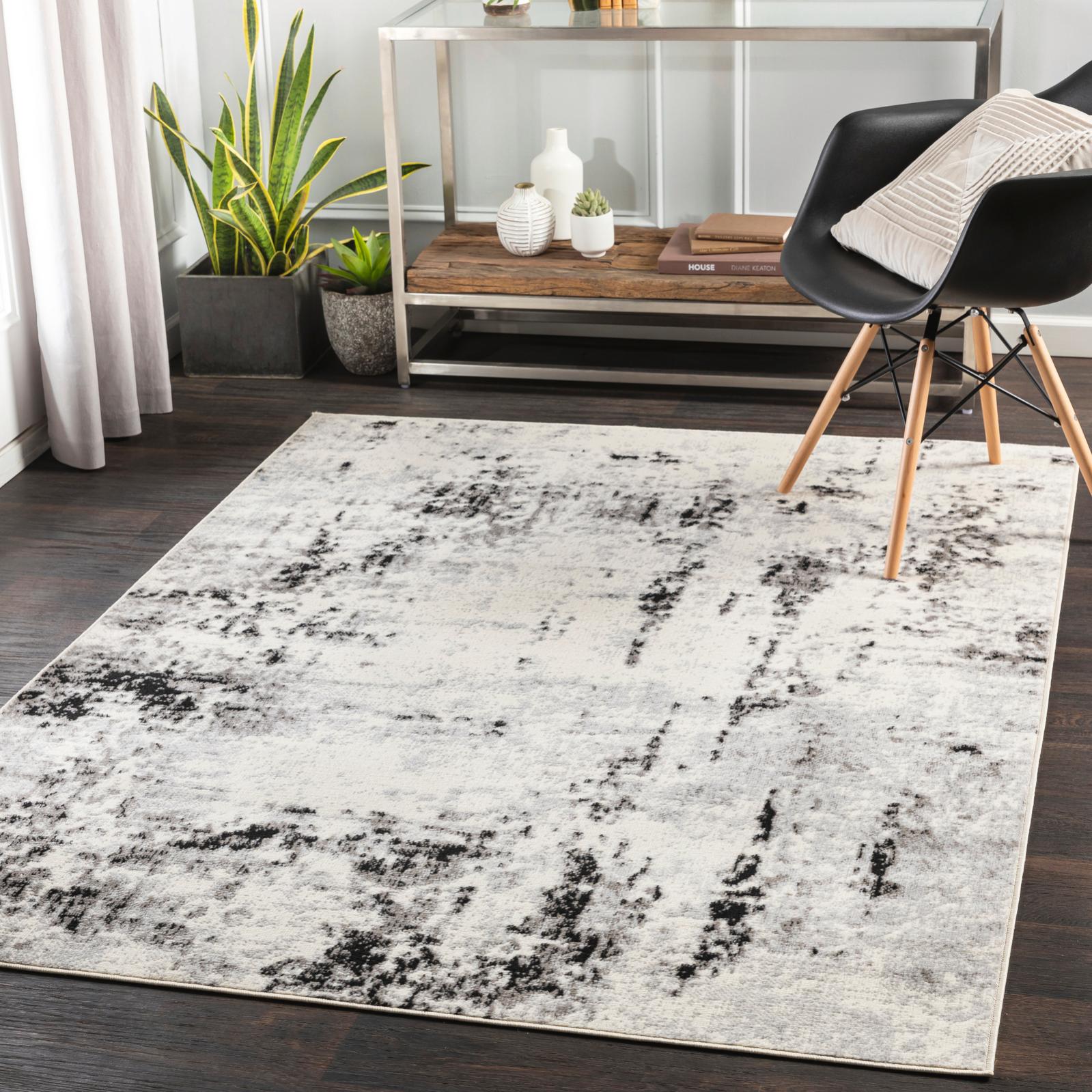 SURYA - Tappeto Astratto Moderno NATALIA 152x213cm - Bianco e Grigio ...
