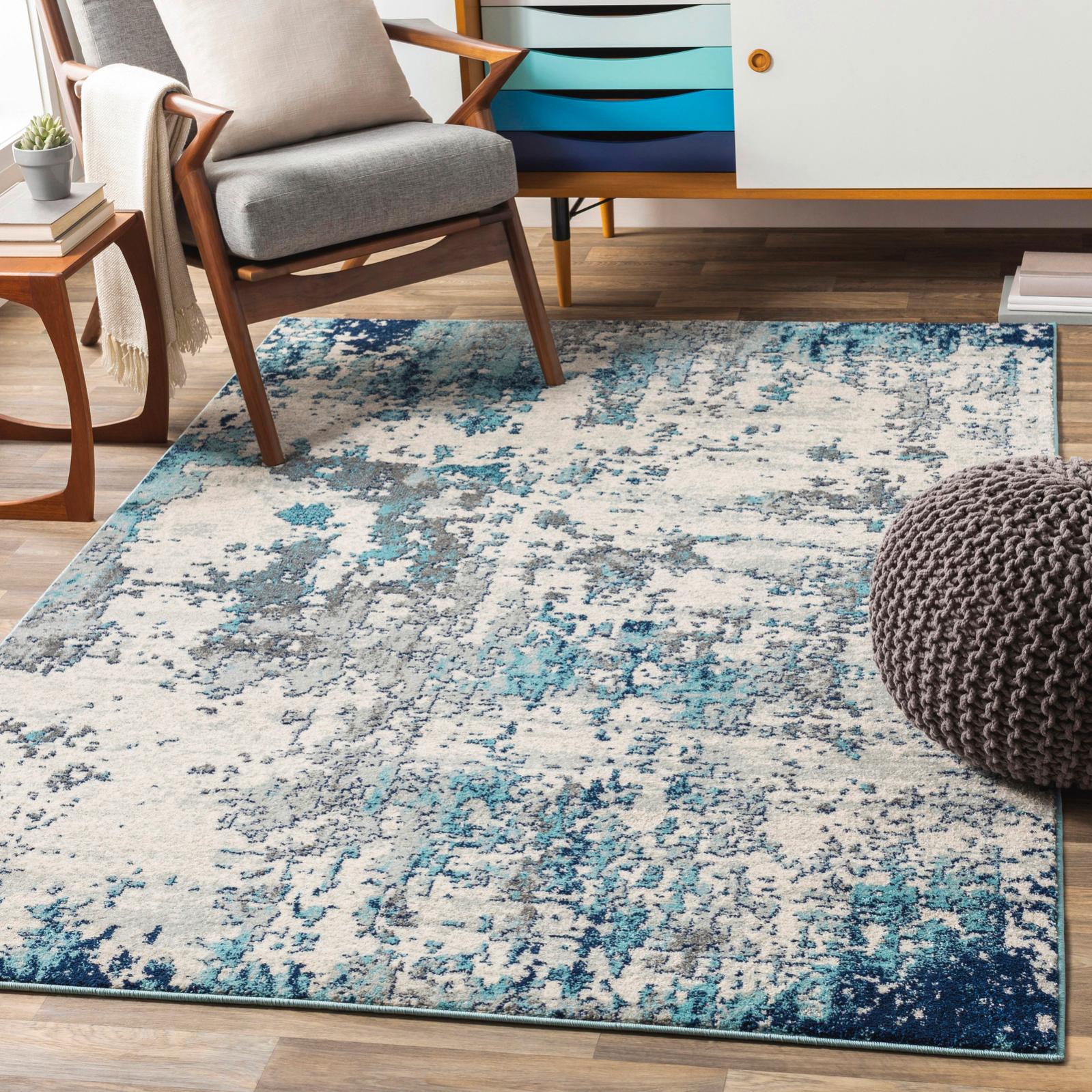 SURYA - Tappeto Astratto Moderno SARAH - 160x220cm - Blu e Bianco ...