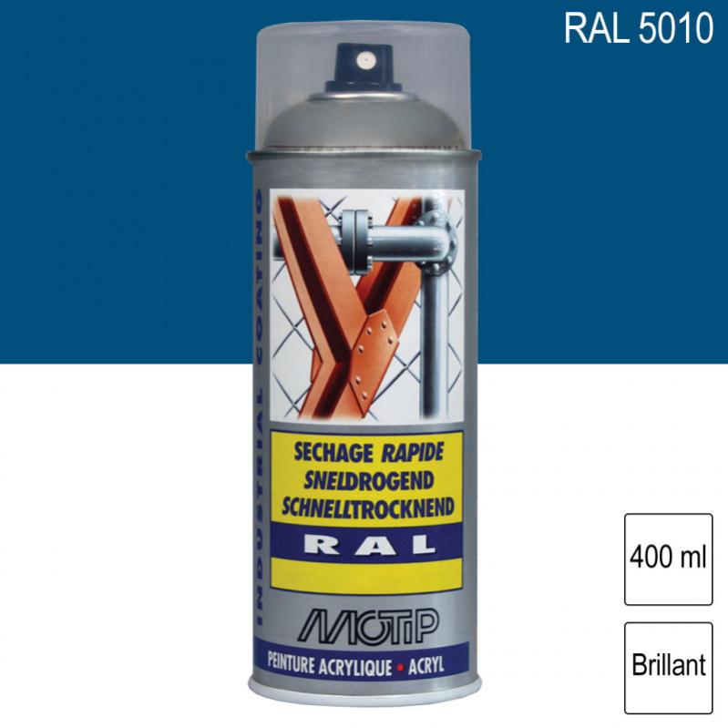 Peinture aérosol RAL 5010 Bleu gentiane brillant 400ml MOTIP | Leroy Merlin