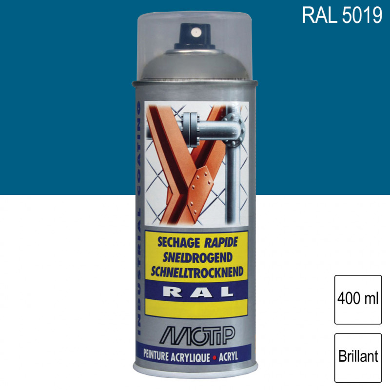 Peinture aérosol RAL 5019 Bleu capri brillant 400ml MOTIP | Leroy Merlin