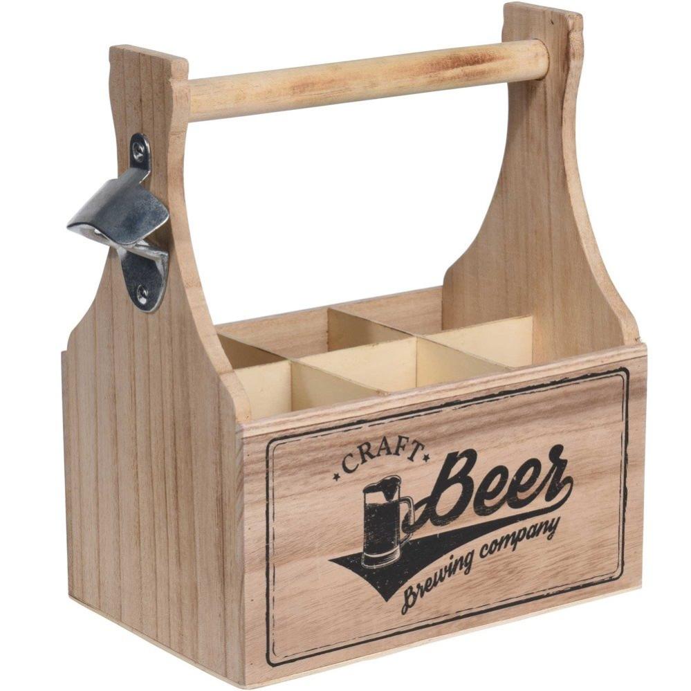 Boîte à bière, 6 bouteilles de bières, bois, thème canne, Home Styling ...