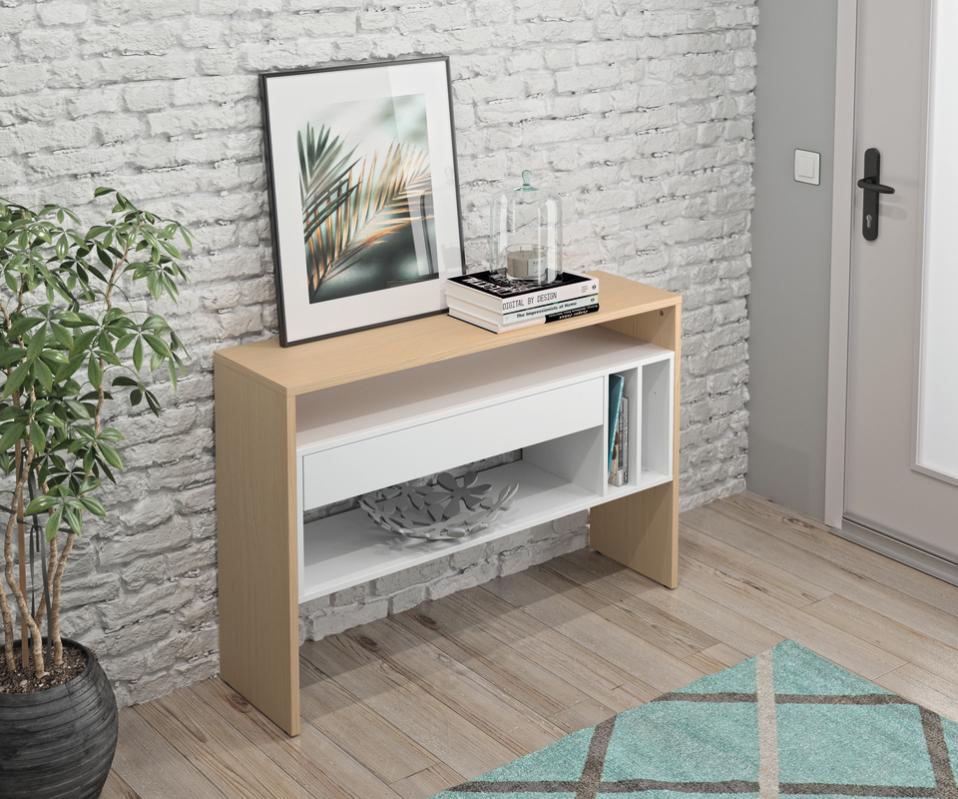 Consolle CHOROMELA rovere chiaro e bianco | Leroy Merlin