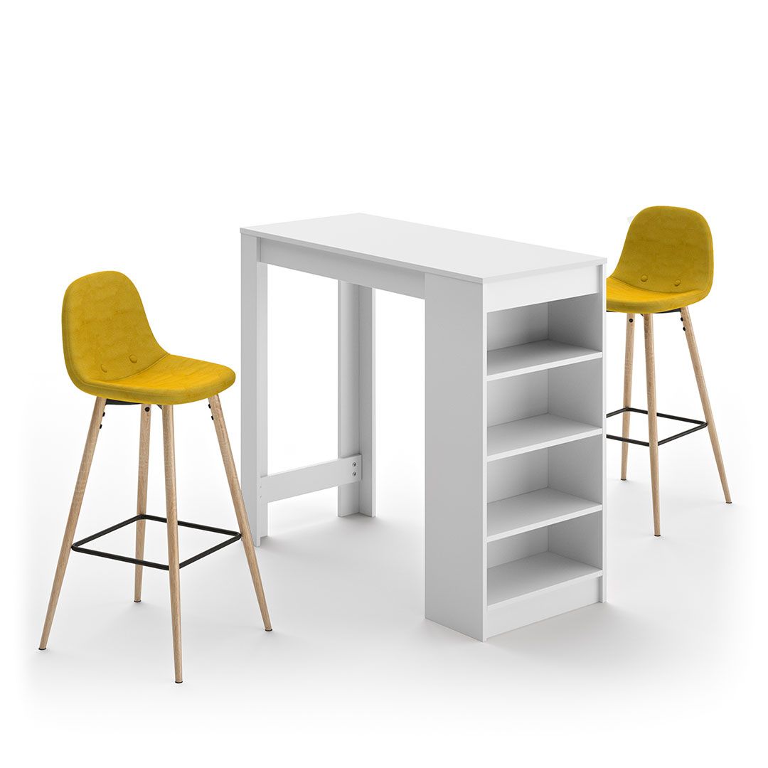 A-COCOON ensemble table et chaises Blanc - Jaune | Leroy Merlin