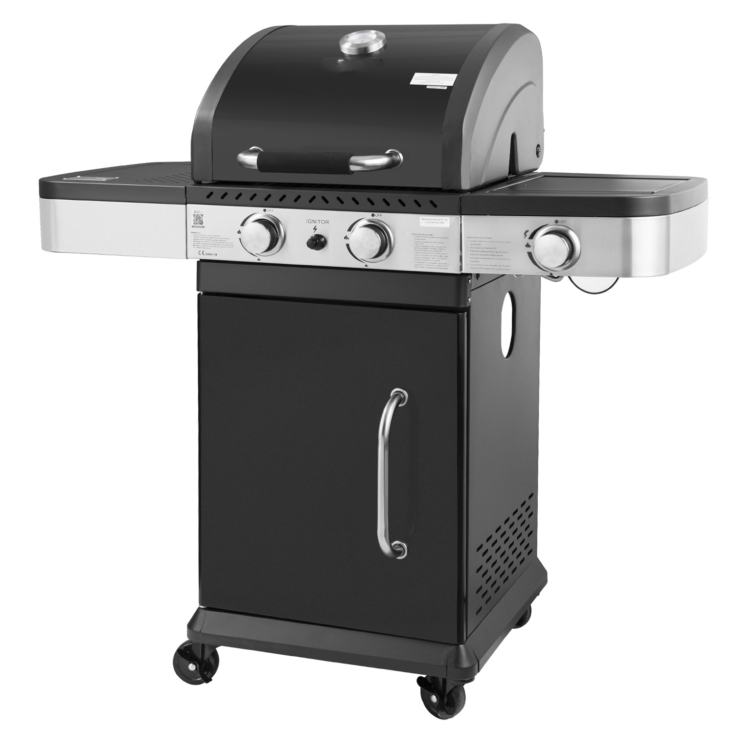 Mastercook - Barbecue a gas con 2 fuochi + 1 laterale Dallas nero ...