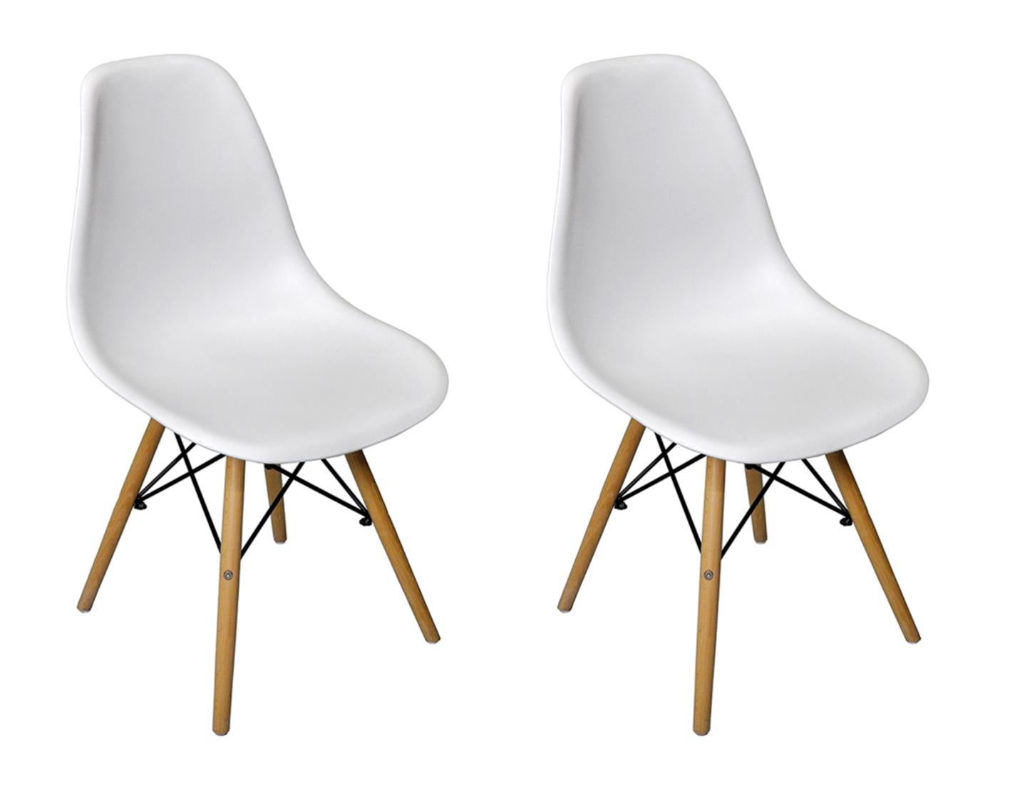Sedia in plastica bianca con gamba, piede in legno (2 pz) | Leroy Merlin