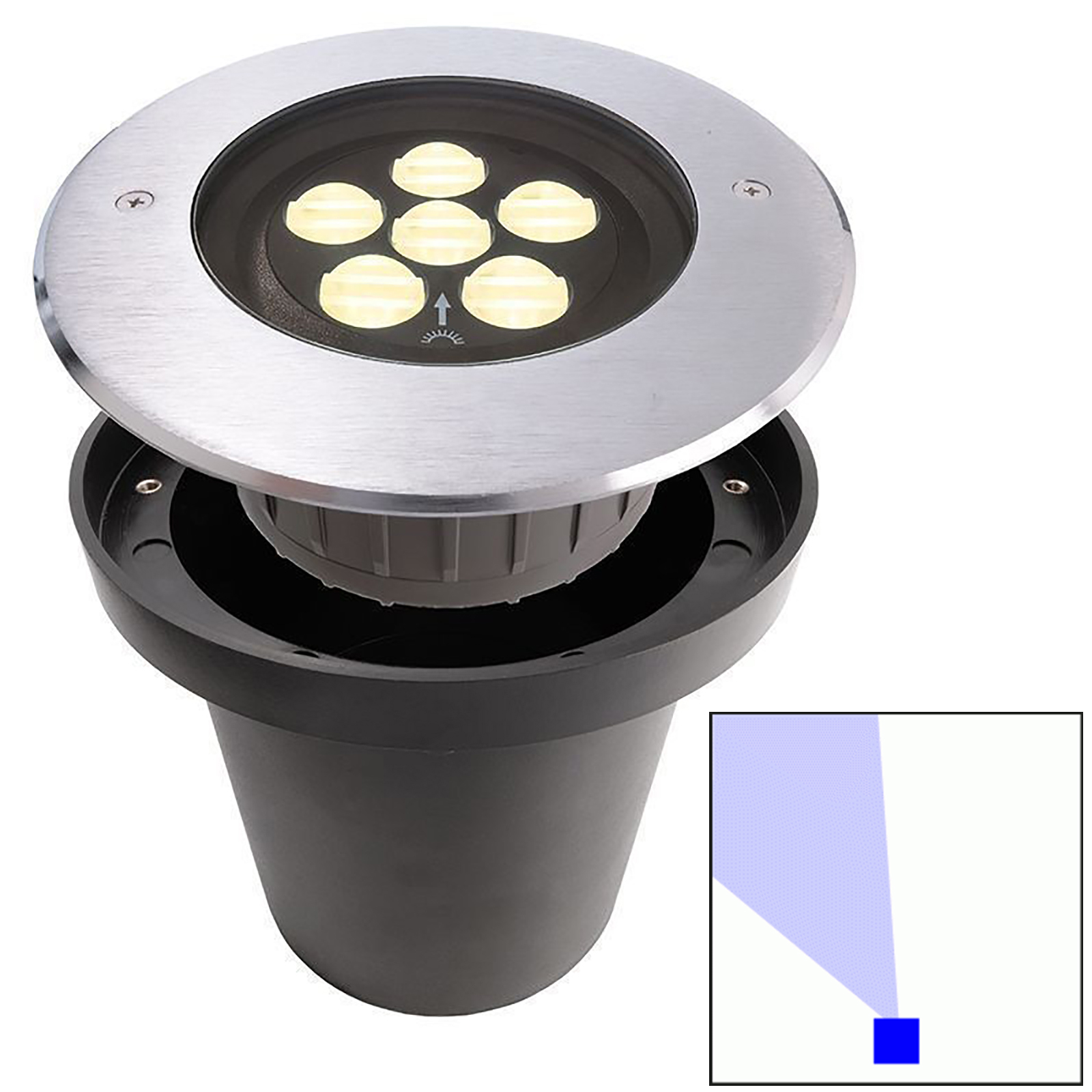 Faretto calpestabile LED 10W ottica asimmetrica segnapassi IP67 incasso ...