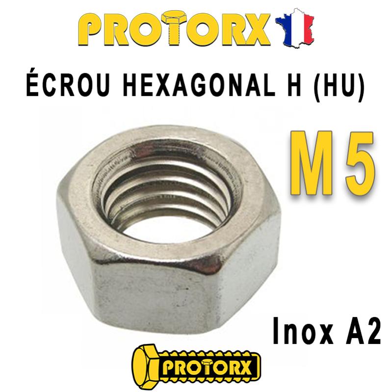 ÉCROU HEXAGONAL H (HU) : M5 x 20pcs | Acier Inoxydable A2 (Diam ...