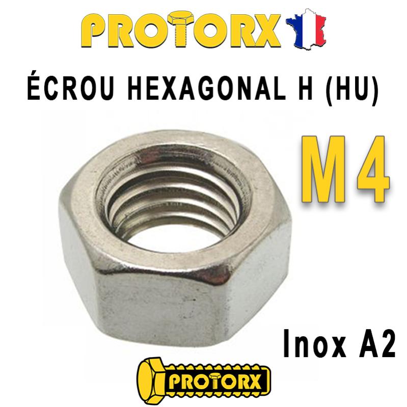 ÉCROU HEXAGONAL H (HU) : M4 x 10pcs | Acier Inoxydable A2 (Diam ...