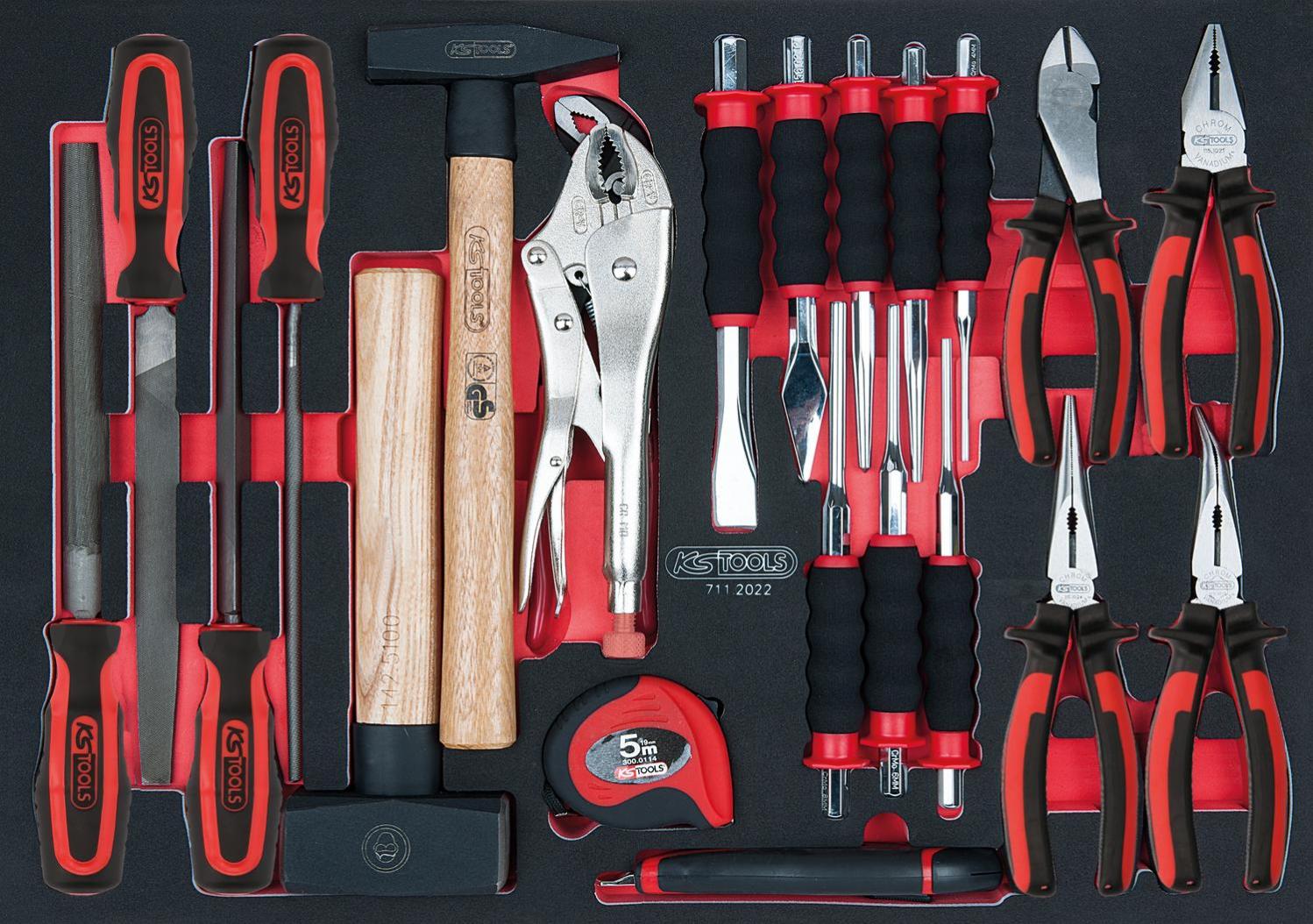 KS TOOLS SCS Serie pinze, lime e cacciaspine, 22 pz in modulo 1/1 ...
