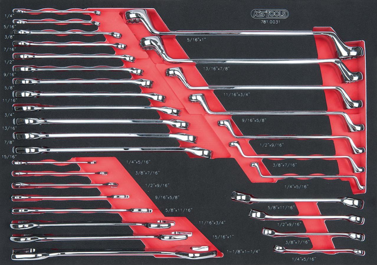 KS TOOLS SCS CHROMEplus Serie di chiavi, pollici, 31 pz in modulo 1/1 ...