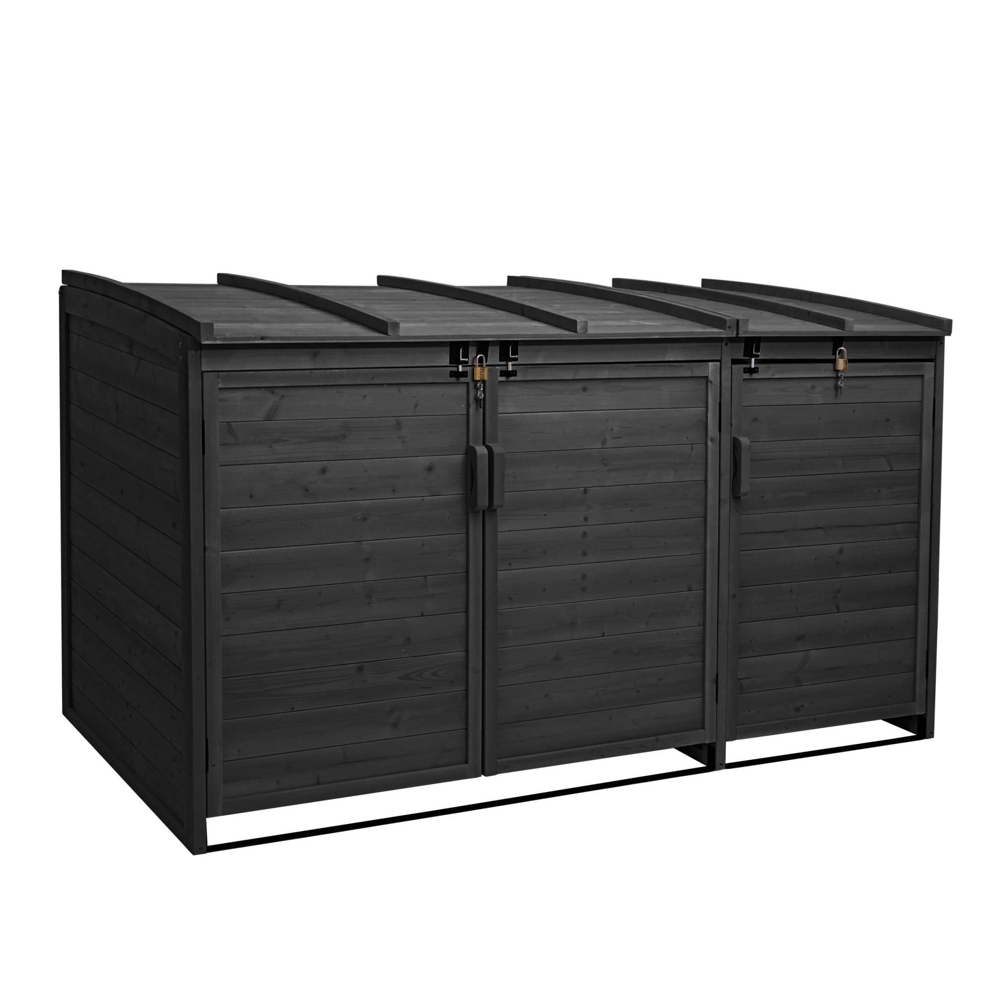 3x copribidoni box spazzatura rifiuti HWC-H75b 104x207x132cm legno ...