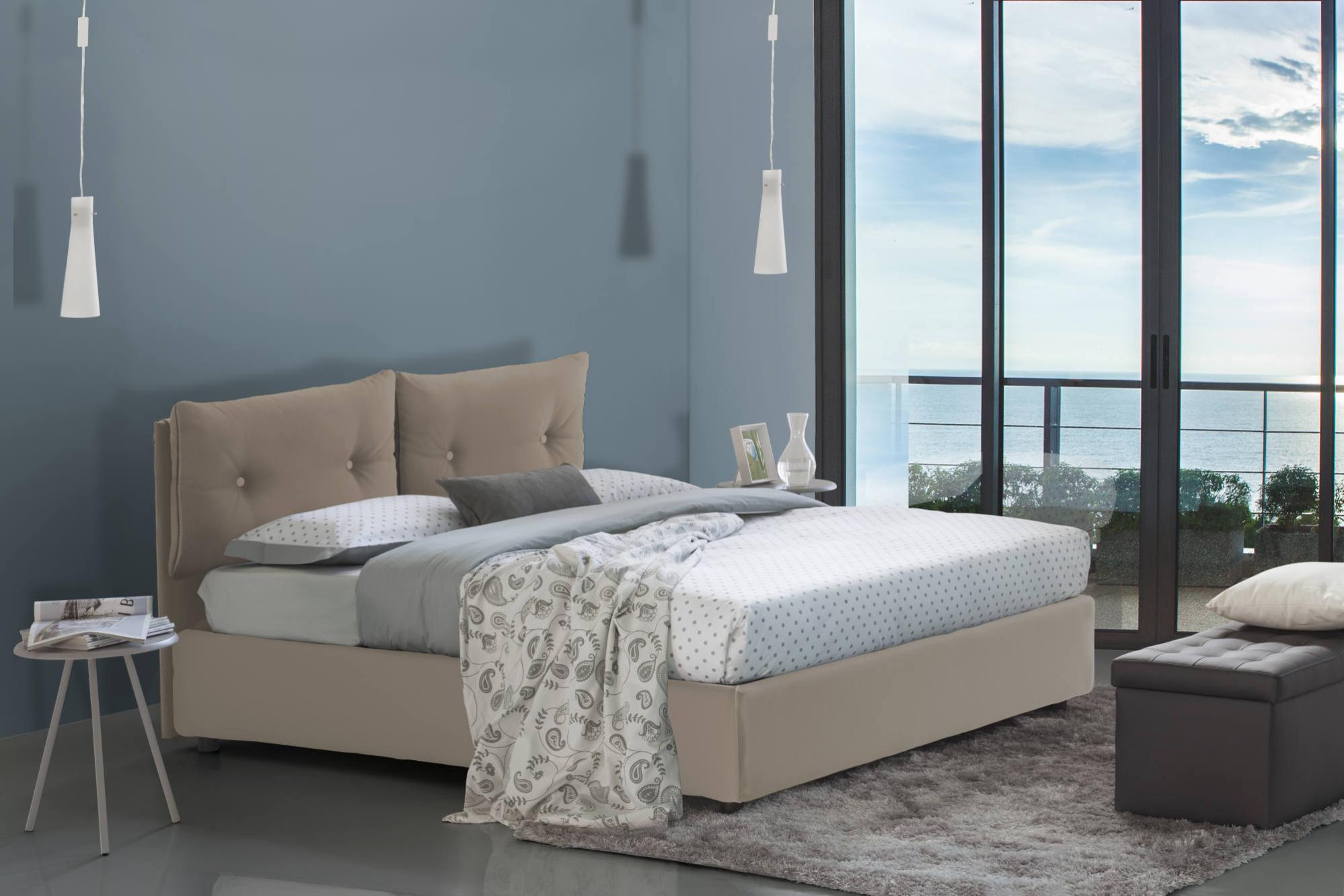 Cama individual Alida, Cama contenedor con tapizado en ecopiel, 100% ...