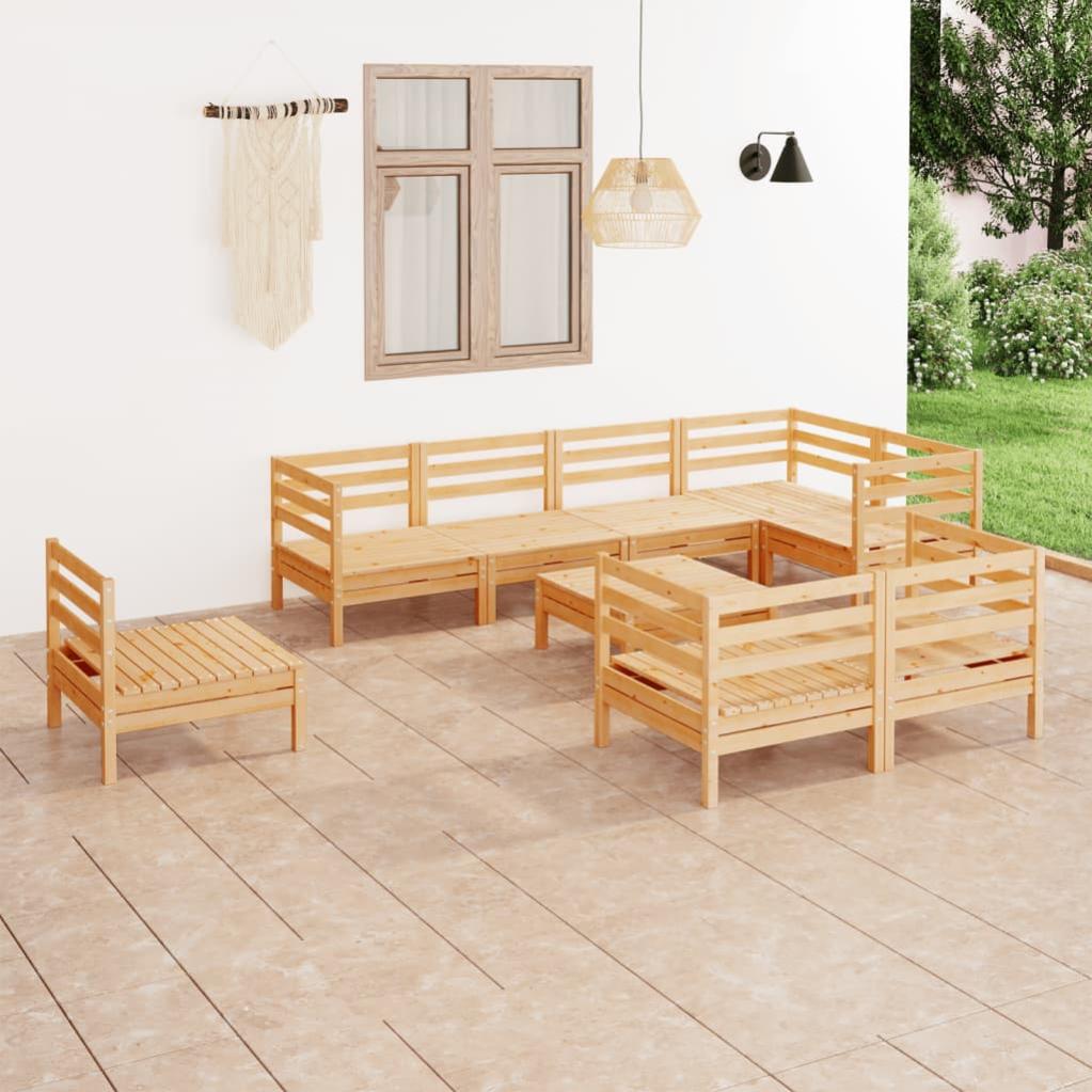 VidaXL Set Divani da Giardino 9 pz in Legno Massello di Pino | Leroy Merlin