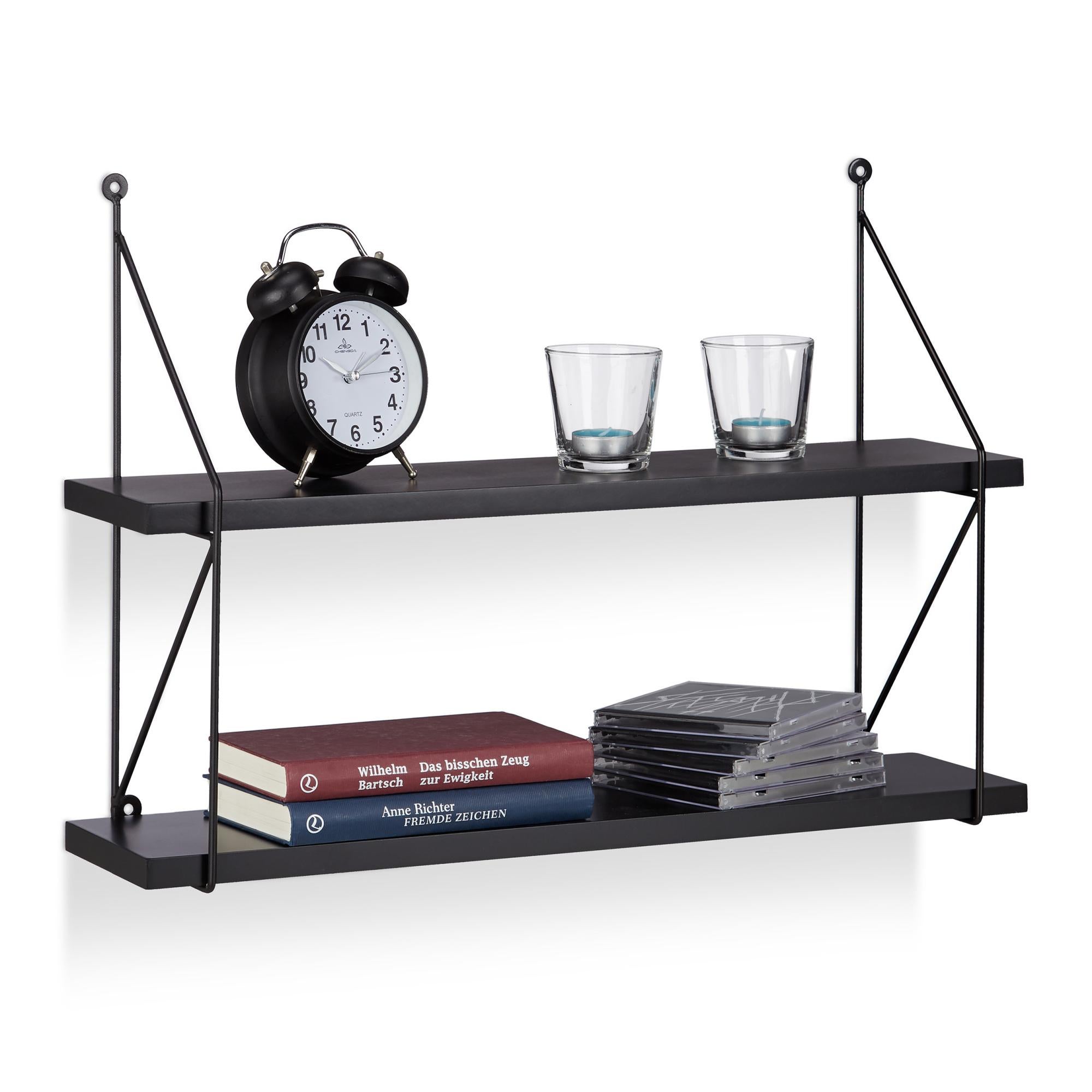 Relaxdays Scaffale Pensile, Mensole da Parete, 2 Ripiani a Muro, Legno ...