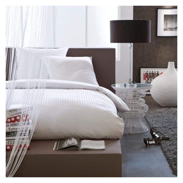 Housse de couette 260x240cm en percale Seersucker blanc | Leroy Merlin
