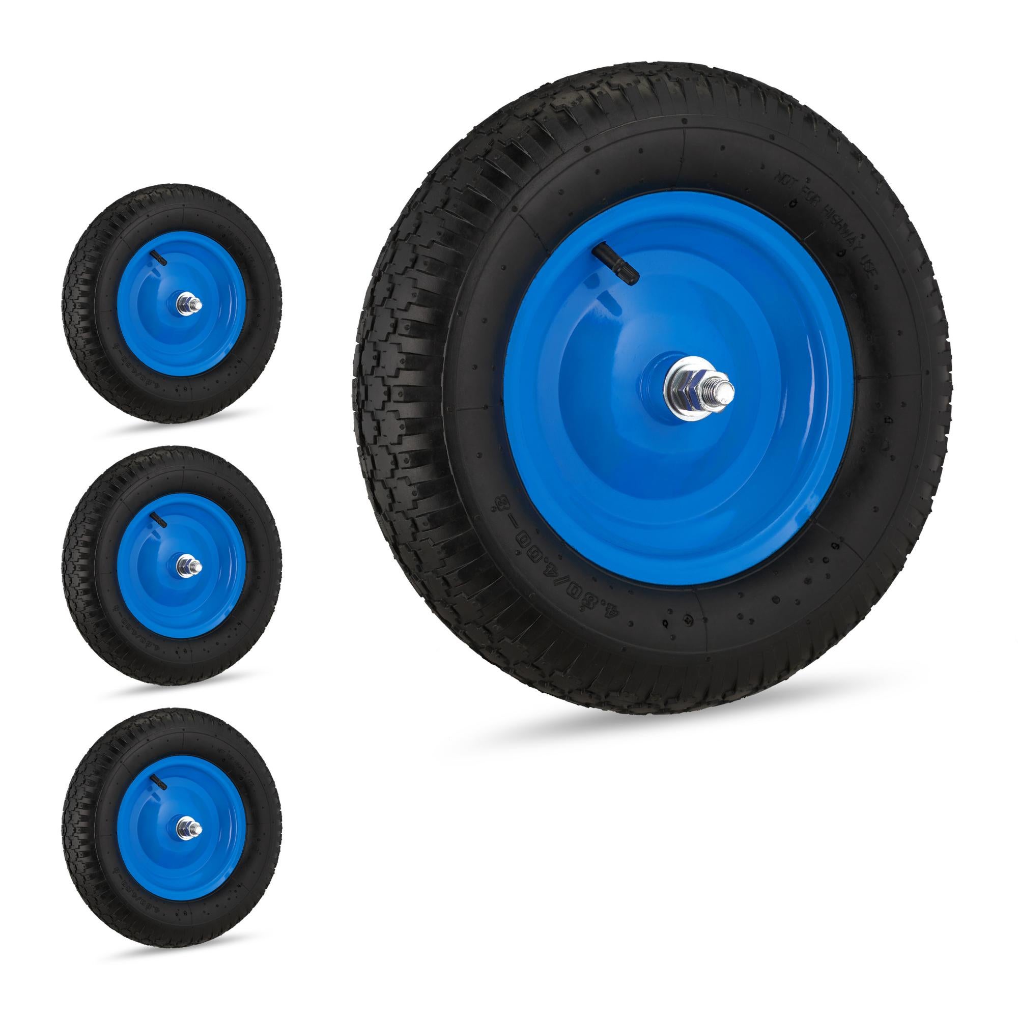 4x Set Ruota per Carriola 4.80 4.00-8, Pneumatico ad Aria di Scorta ...