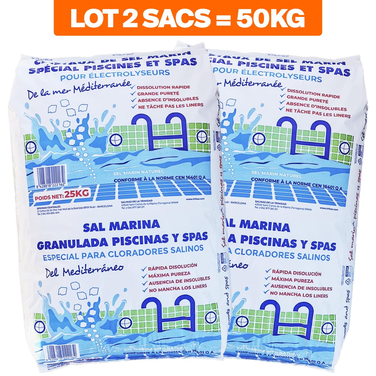 2 bolsas de sal fina de piscina (disolución rápida) - 25kg | Leroy Merlin