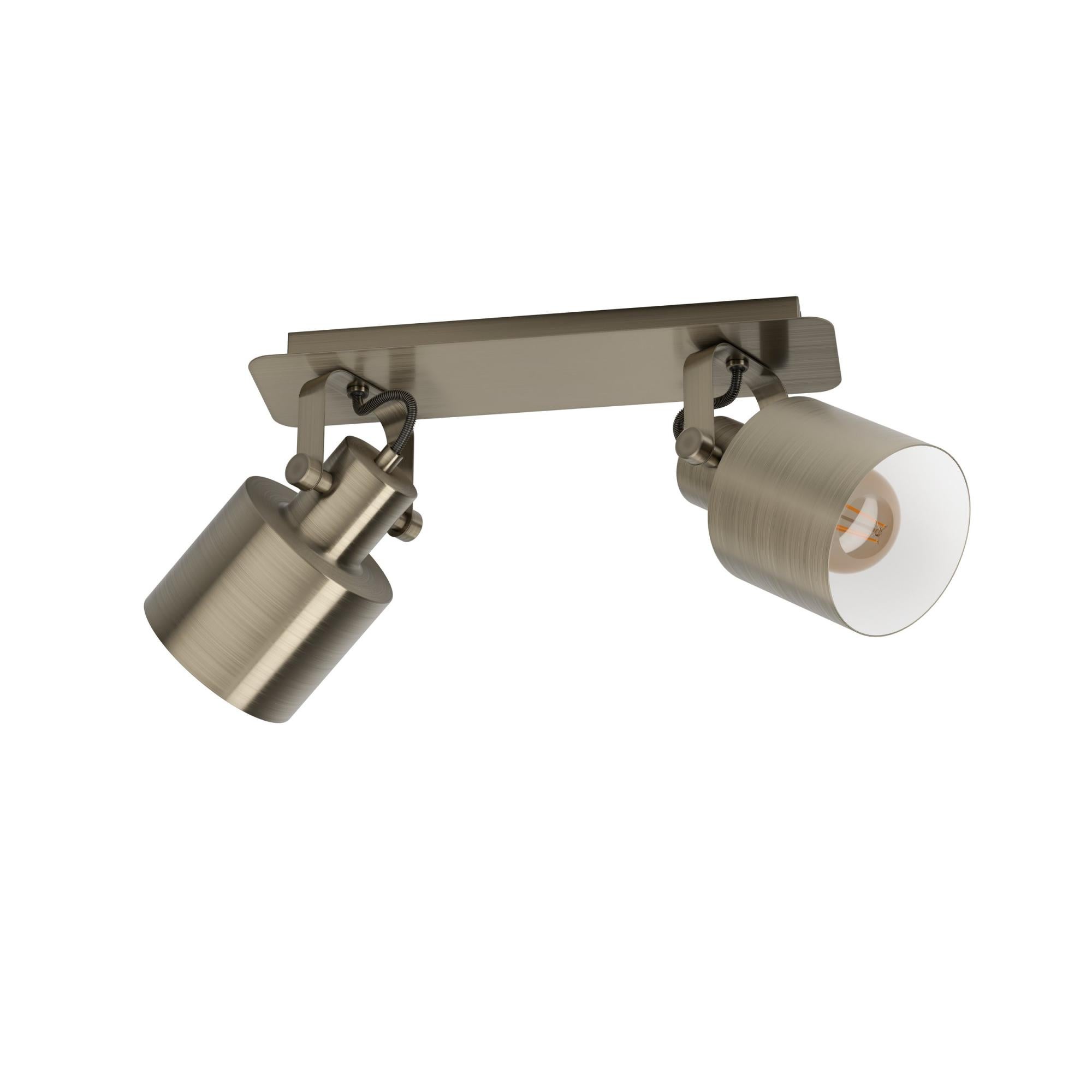 Spot EGLO Spot SOUTHERY E27 2X40W en acier or crème brossé et branc ...