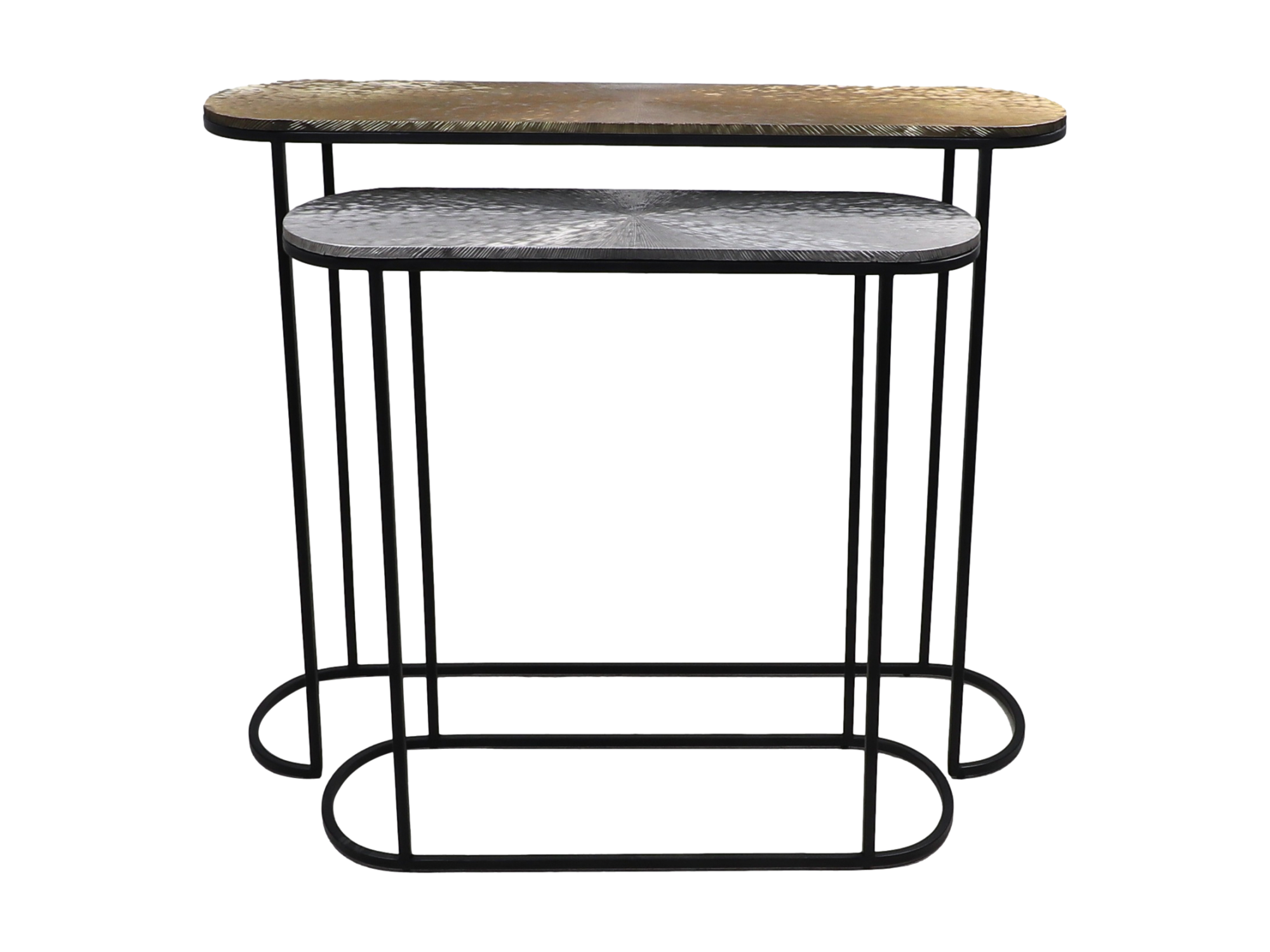 Fletcher - Set de 2 consoles - Fer/aluminium - Argenté/noir/doré - 96 x ...