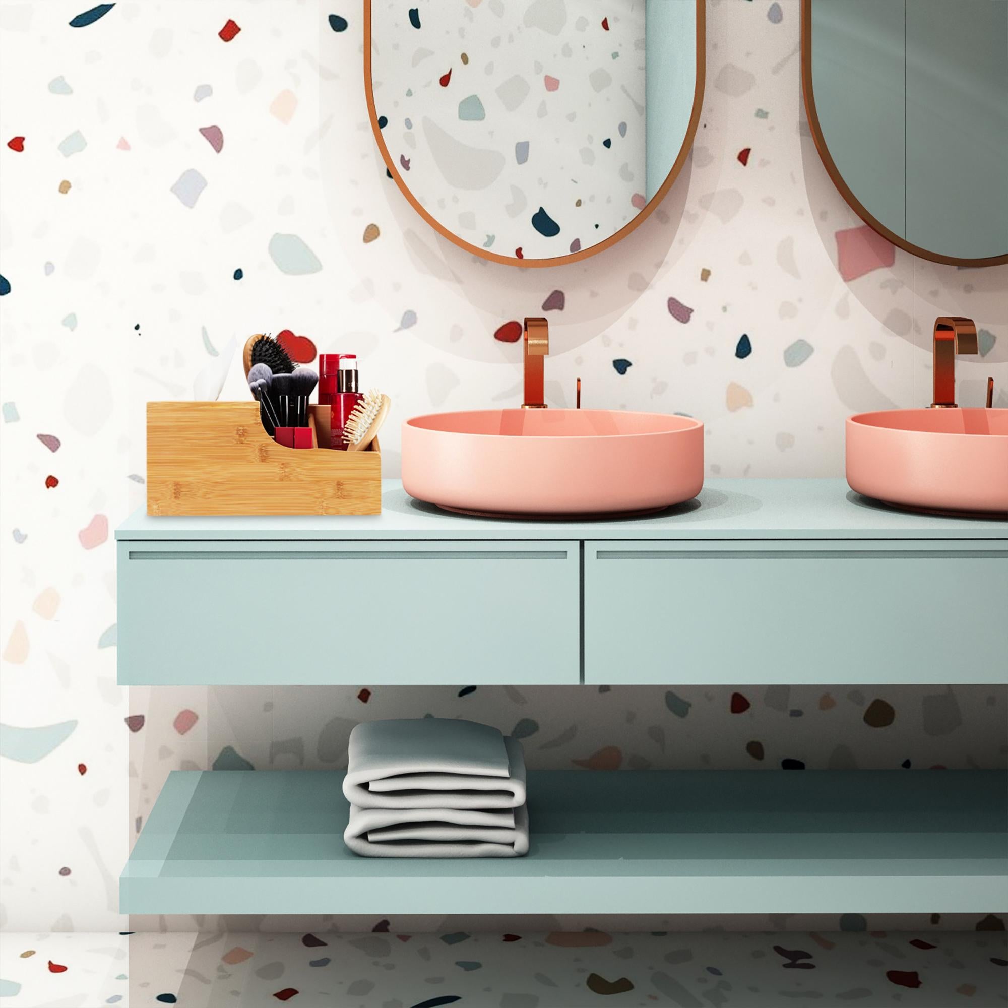 Relaxdays Portaoggetti da Scrivania con Portafazzoletti Integrato, 4 ...