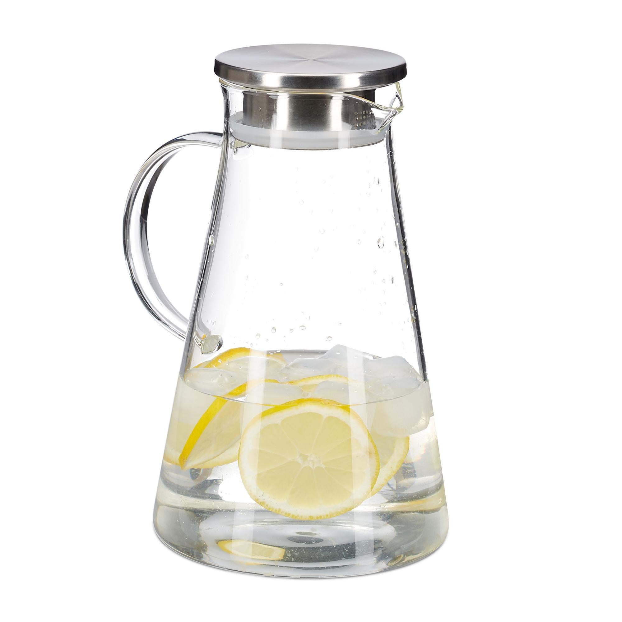 Relaxdays Caraffa in Vetro, 1,8 L, con Coperchio, Succo,Acqua ...