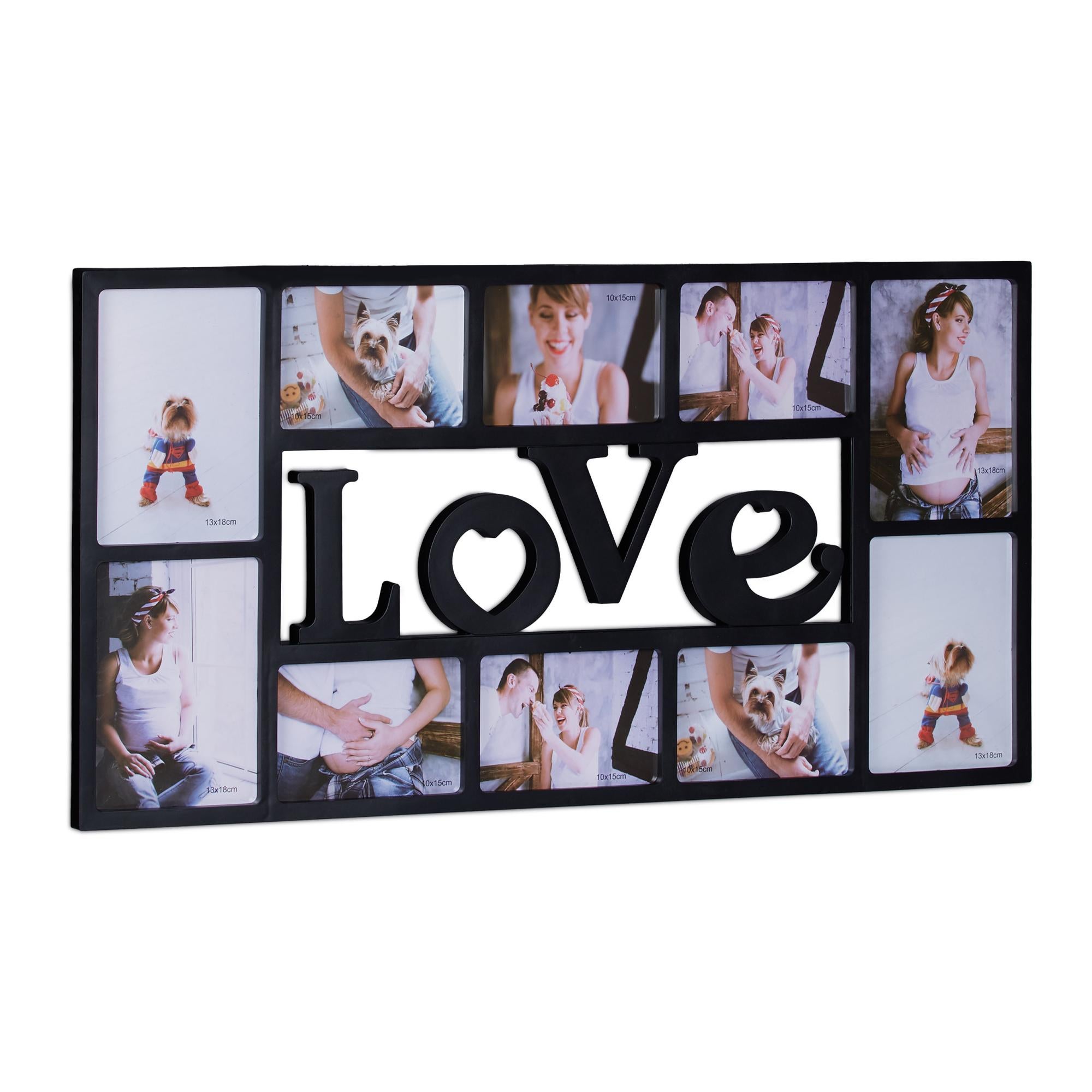 Relaxdays Cornice Collage, Multifoto, LOVE, Porta Fotografie per 10 ...