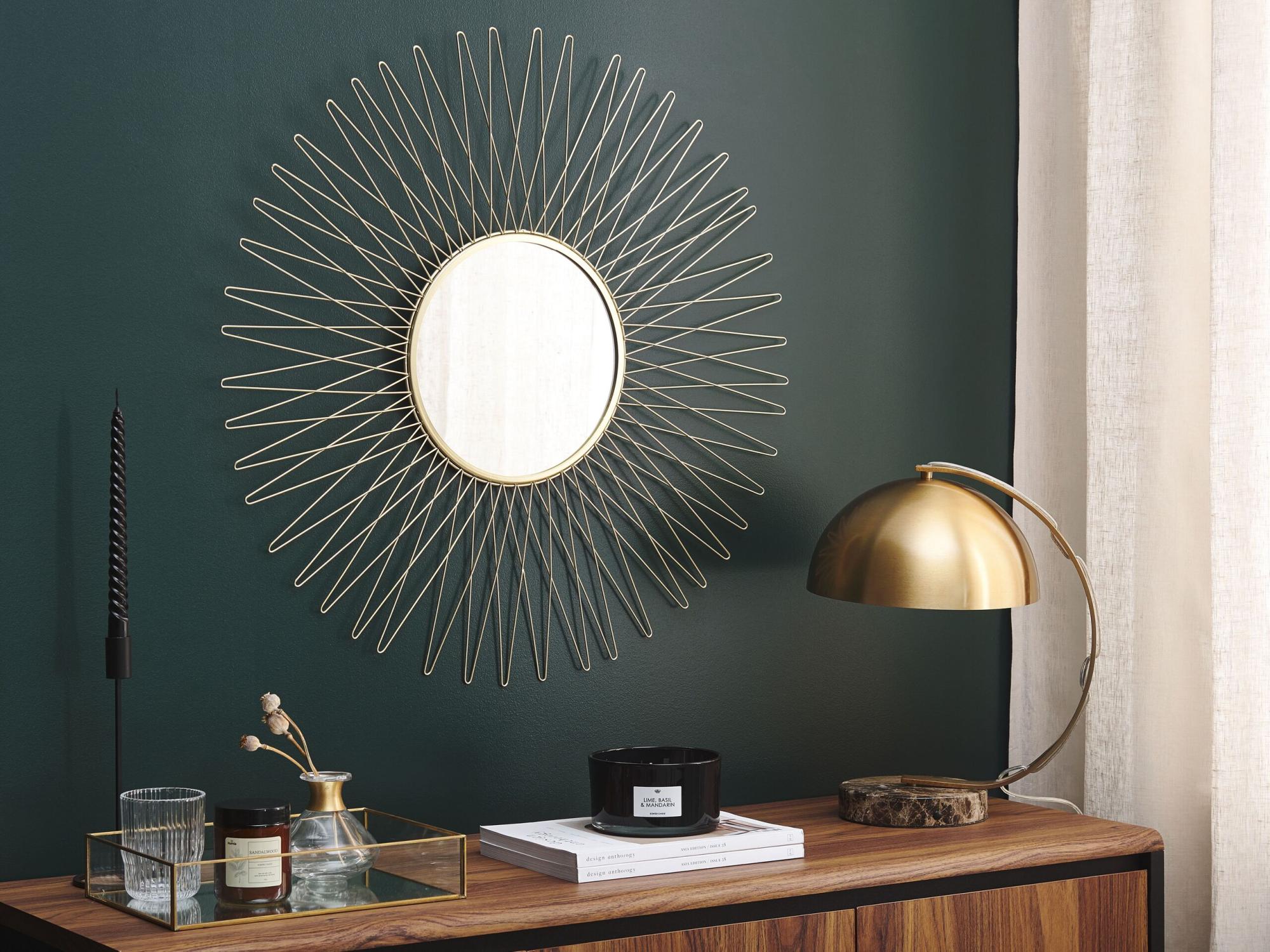 Specchio da parete a forma di sole ø 70 cm oro SAUMUR | Leroy Merlin