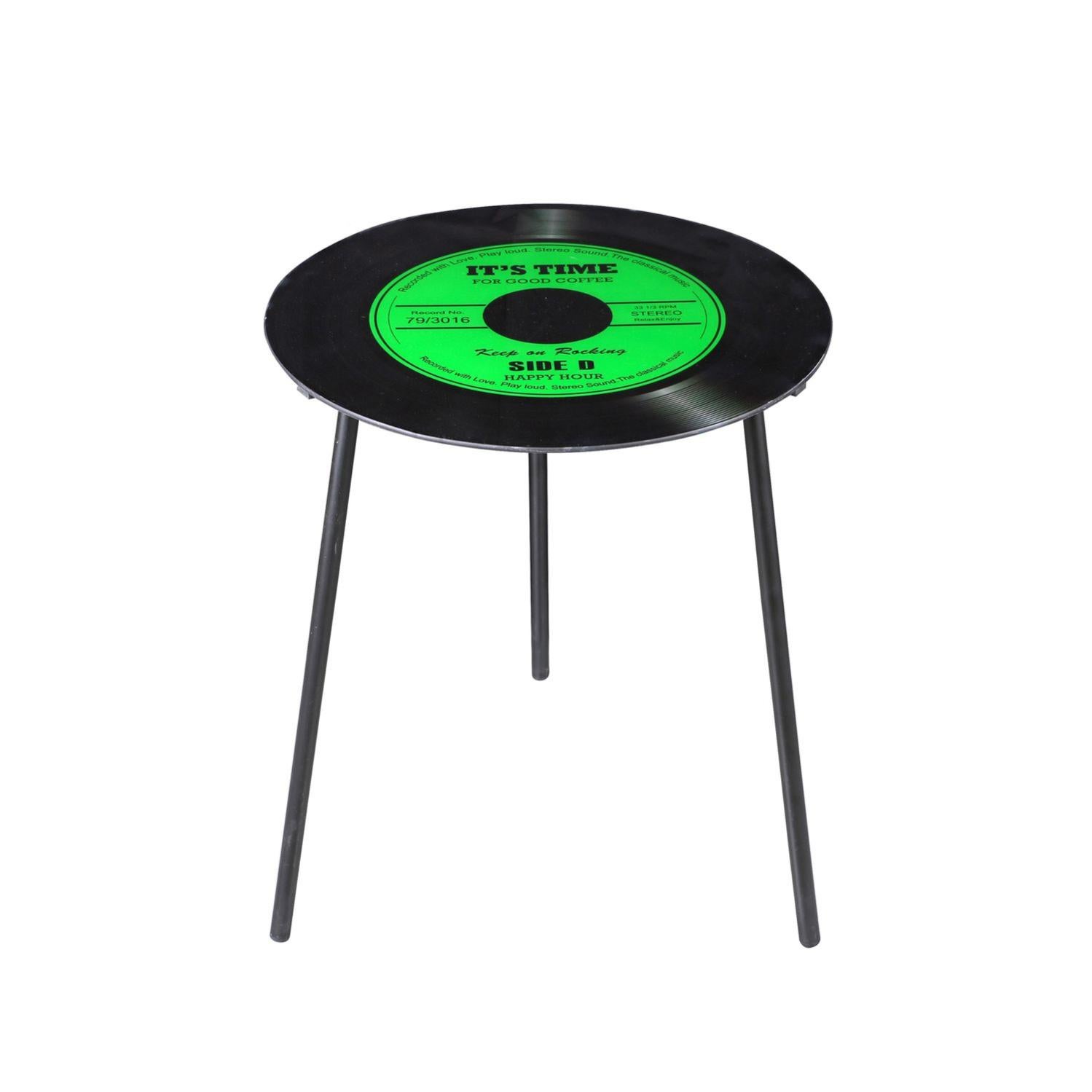 Table d'appoint Vinyle - Diamètre 50 cm - Vert et noir | Leroy Merlin