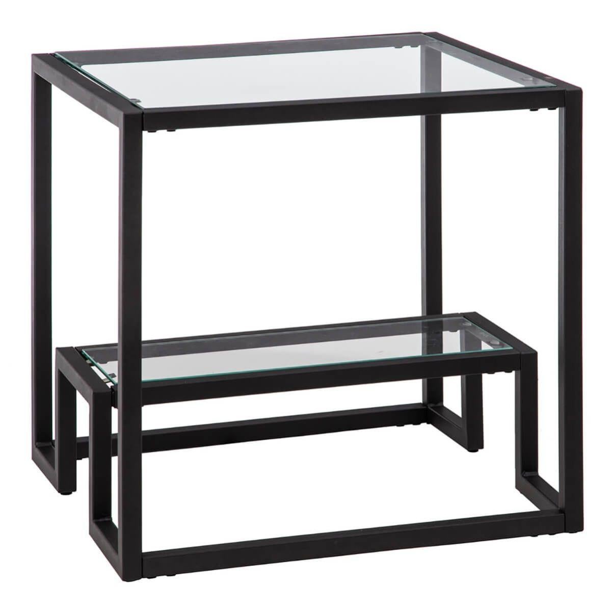 TIFFEN - Table d'Appoint Métal Noir 2 Tablettes en Verre | Leroy Merlin