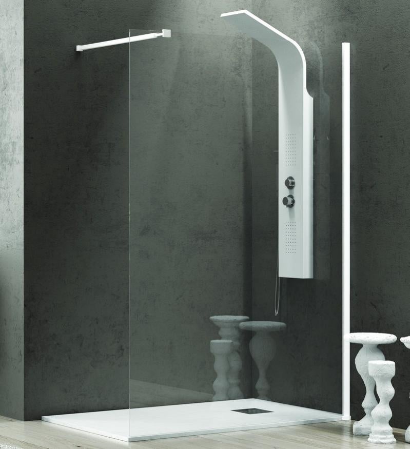 KAMALU - Walk in parete doccia 160 cm con profilo bianco opaco KW-100W ...