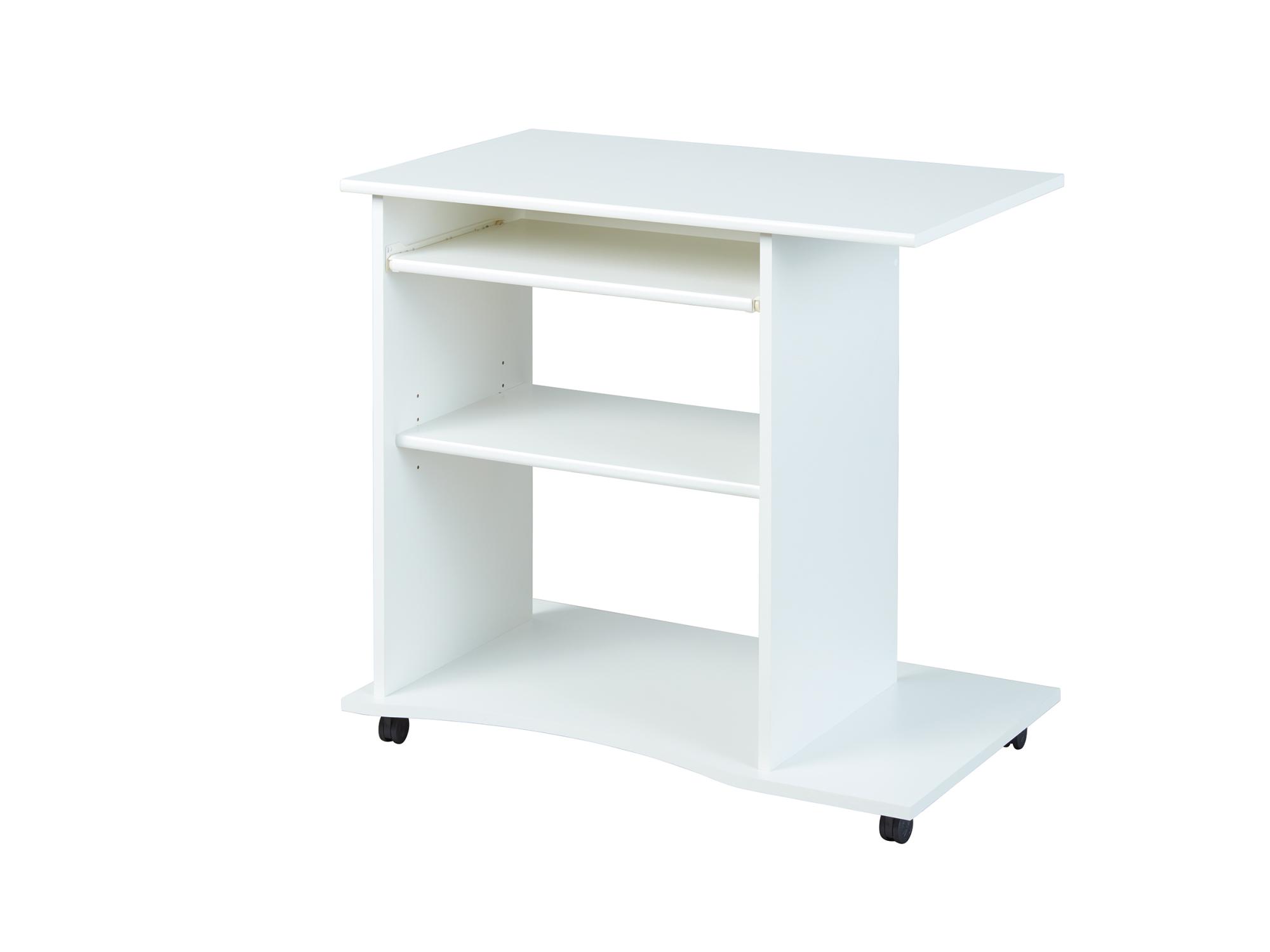 Kit Scrivania Portapc Computer Bianca Cameretta Legno Tavolo con Ruote ...