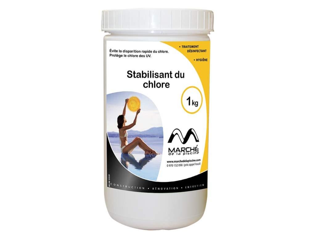 Stabilisant du chlore piscine Marchedelapiscine poudre en pot 1kg ...