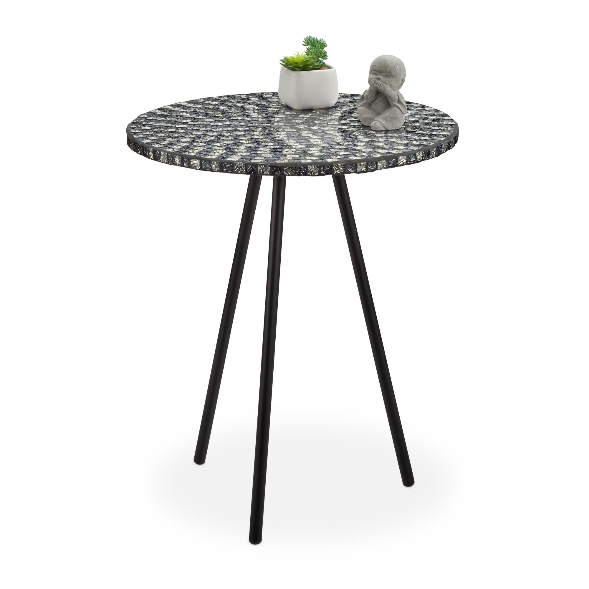 Relaxdays Tavolino a Mosaico Decorativo, HxD 50 x 41 cm, Rotondo ...