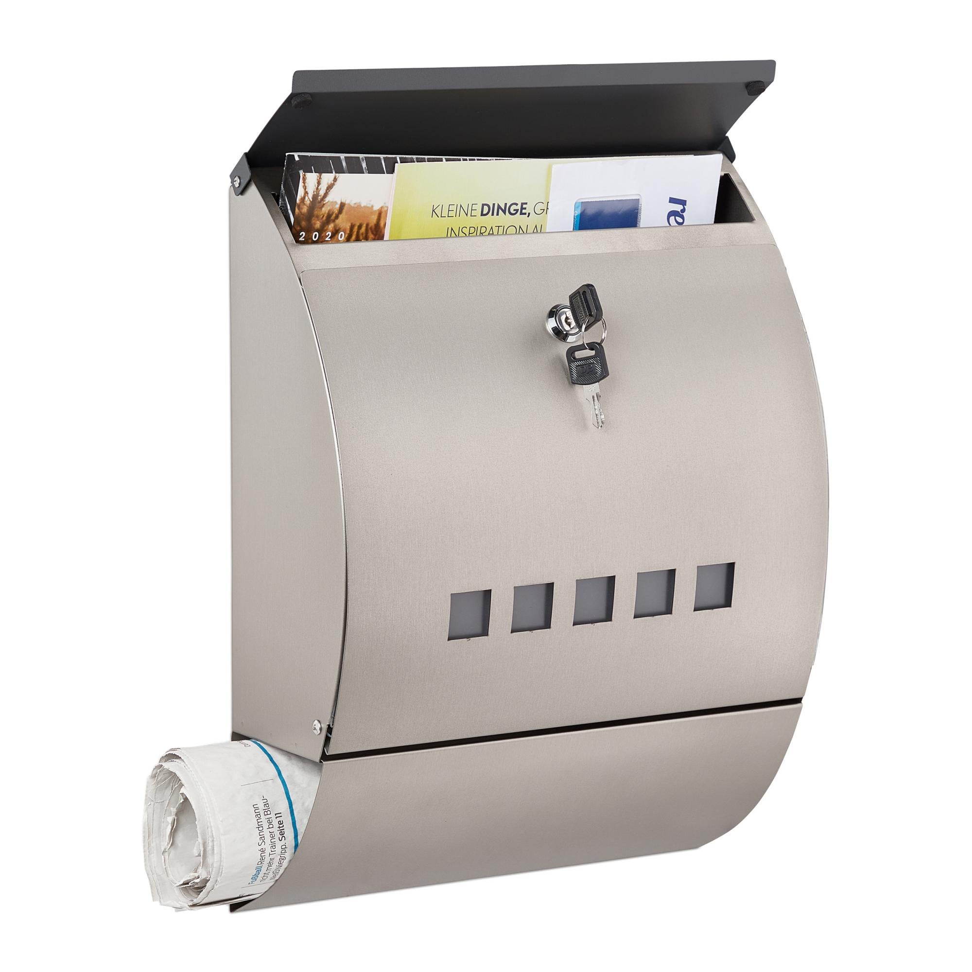 Relaxdays Cassetta della Posta, Acciaio Inox, Buca delle Lettere e ...