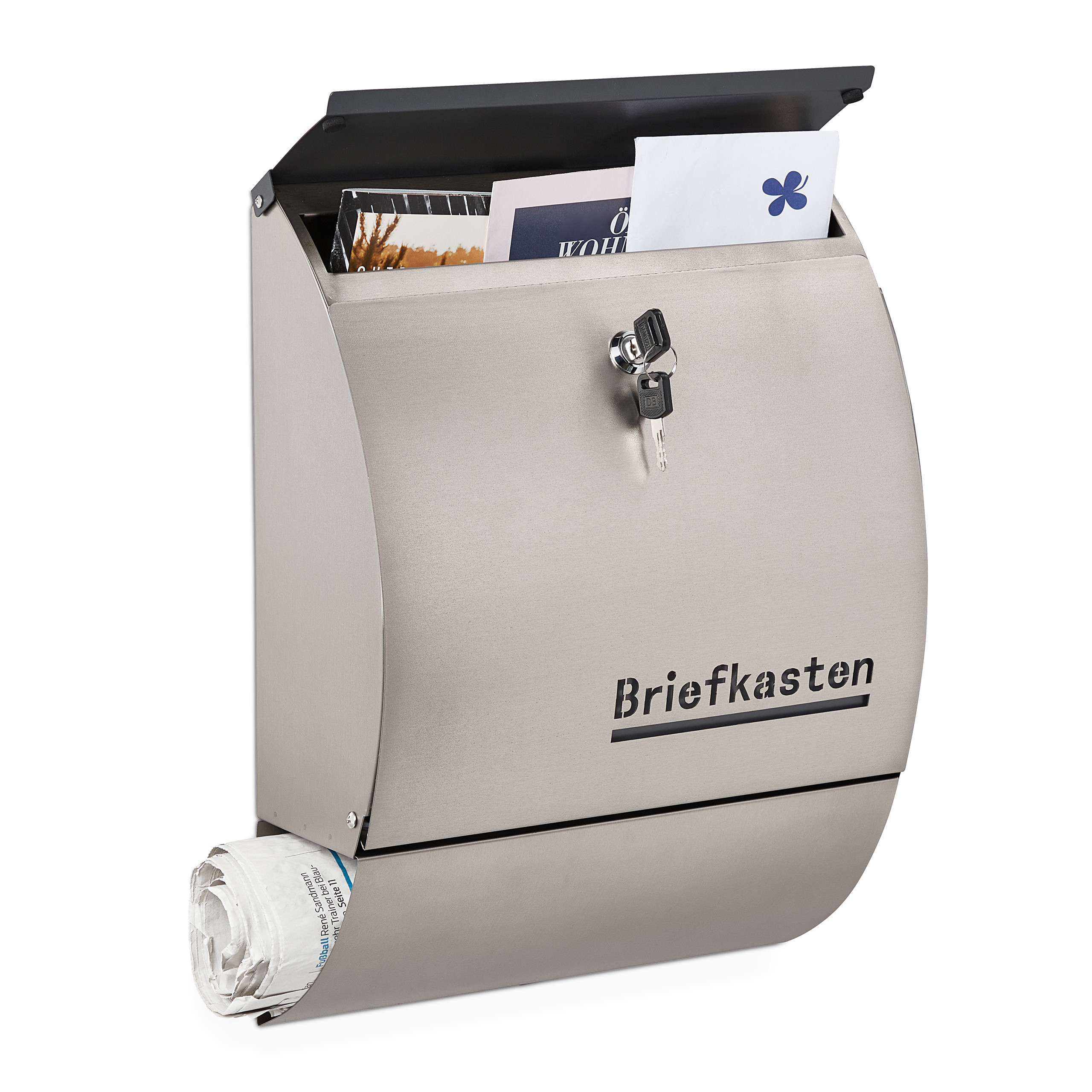 Relaxdays Cassetta della Posta, Acciaio Inox, Buca per Lettere e ...