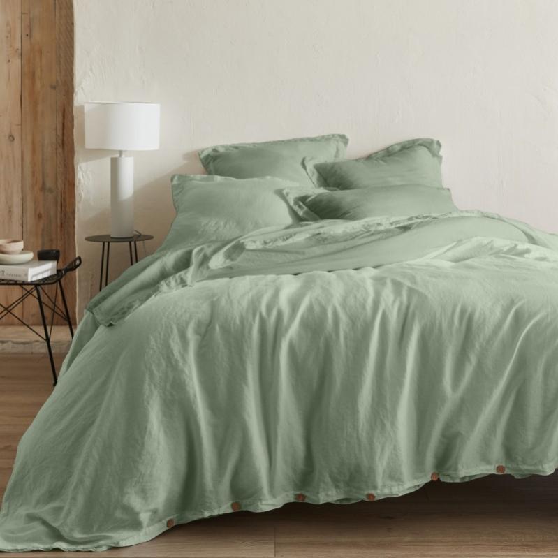 NYDEL, ORGANIC CELADON HOUSSE DE COUETTE AVEC BOUTONS 240X220CM | Leroy ...