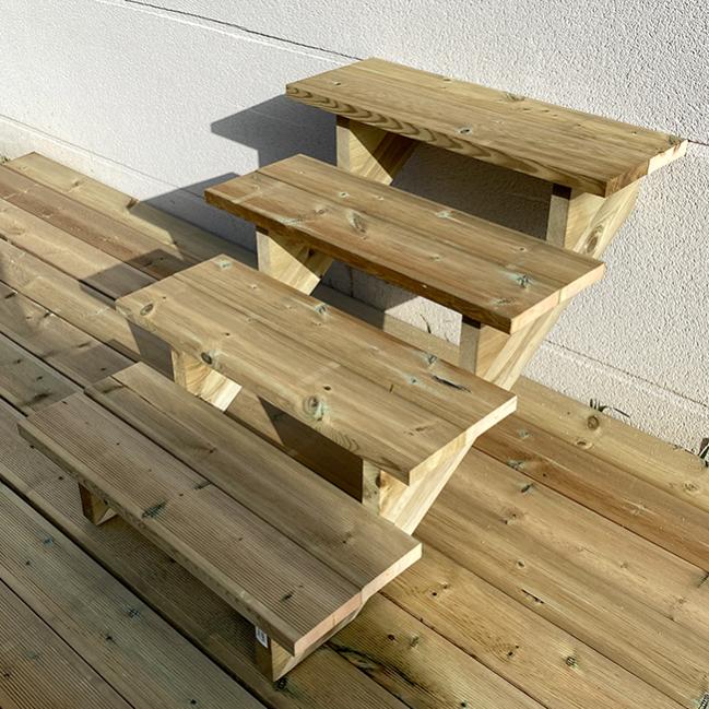 Scala esterna legno 4 gradini tipo C - h71cm L80cm- senza alzate ...