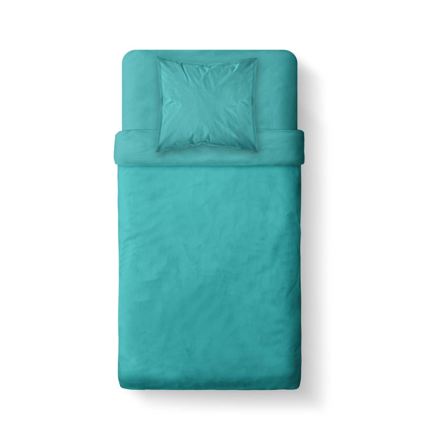 Housse de couette Diabolo Menthe - 100% coton 57 fils - 140 x 200 cm - Bleu turquoise | Leroy Merlin